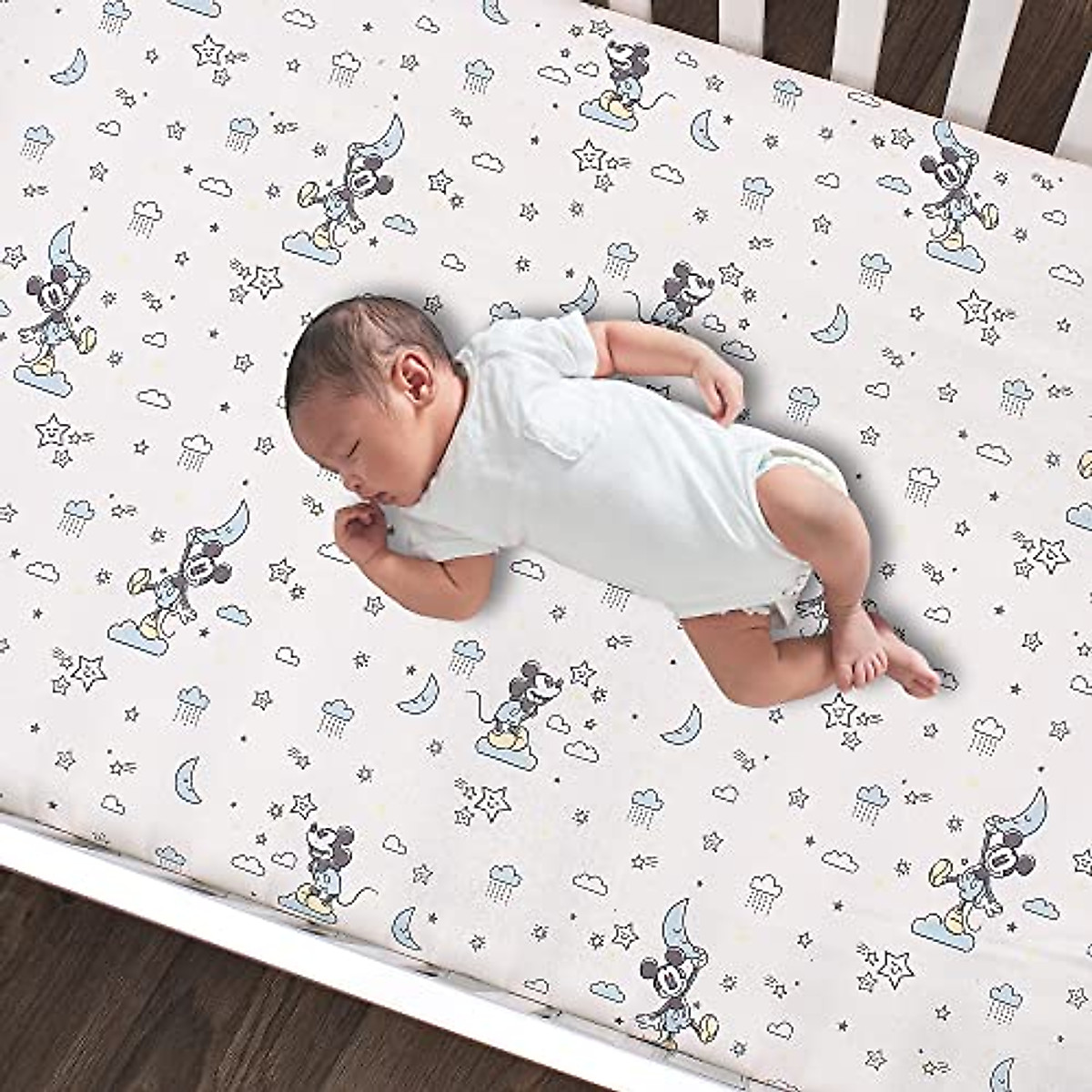Lambs & Ivy Disney Baby Moonlight Mickey Mouse 3-Piece Nursery Crib Bedding Set