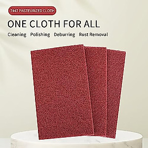 Red Scuff Pads - 6Pcs Scotch Brite 7447 - Very Fine Grade Hand Pads General Purpose Sanding Hand Pads 200 x 125mm/8" x 5"