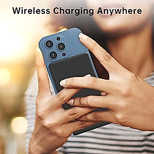 PEAPOLET Magnetic Wireless Power Bank,3 in 1 Slim 5000mAh Wireless Portable Charger Mag-Safe Battery Pack Compatible with iPhone 14/13/12/Pro/Mini/Pro Max Apple Watch Series 8/7/6 (Black)