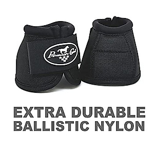 Professional's Choice Ballistic Overreach Bell Boots for Horses | Superb Protection, Durability & Comfort | Quick Wrap Hook & Loop | Sold in Pairs | Large Black
