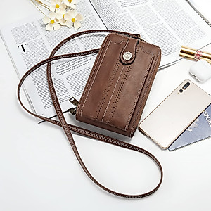 Kattee Women Small Crossbody Cell Phone Purse Wristlet Wallets RFID Blocking Faux Leather Clutch Wallets Shoulder Phone Bag