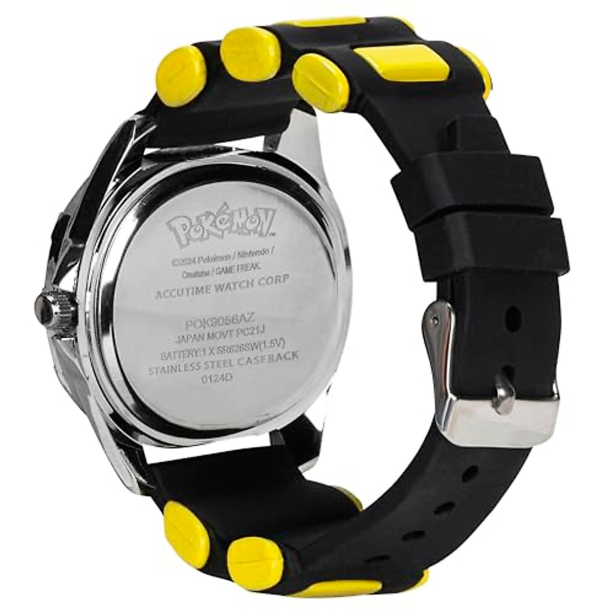 Accutime Kids Pokemon Pikachu Analog Quartz Wrist Watch with Black & Yellow Strap, Cool Inexpensive Gift & Party Favor for Boys, Girls, Adults All Ages (Model: POK9056AZ)