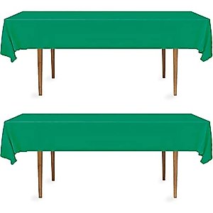 DecorRack 2 Rectangular Tablecloths -BPA- Free Plastic, 54 x 108 inch, Dining Table Cover Cloth Rectangle for Parties, Picnic, Camping and Outdoor, Disposable or Reusable in Green (2 Pack)