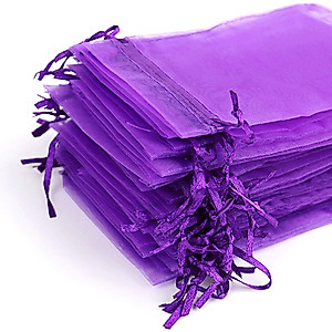 Lautechco 100Pcs Organza Bags 3x4 inches Purple Organza Gift Bags Small Mesh Bags Drawstring Gift Bags Christmas Drawstring Organza Gift Bags (3x4 inches Purple)