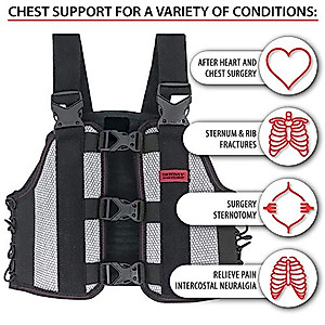 ORTONYX Sternum and Thorax Support Chest Brace Post Open Heart Surgery Rehabilitation, Broken, Cracked, Fractured, Dislocated Ribs Compression Aid / ACHB5255-XL