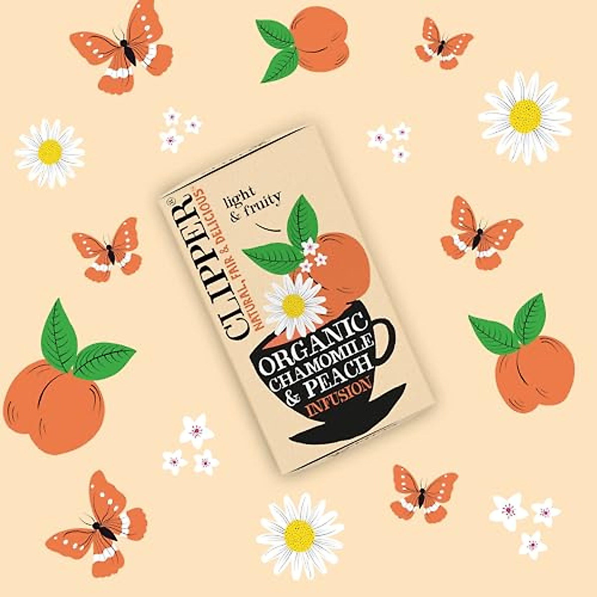 Clipper Tea Chamomile & Peach Teabags – USDA Organic, Great Hot or Iced – Natural, Fair & Delicious Fruity Chamomile & Peach Infusion – 20 Tea Bags