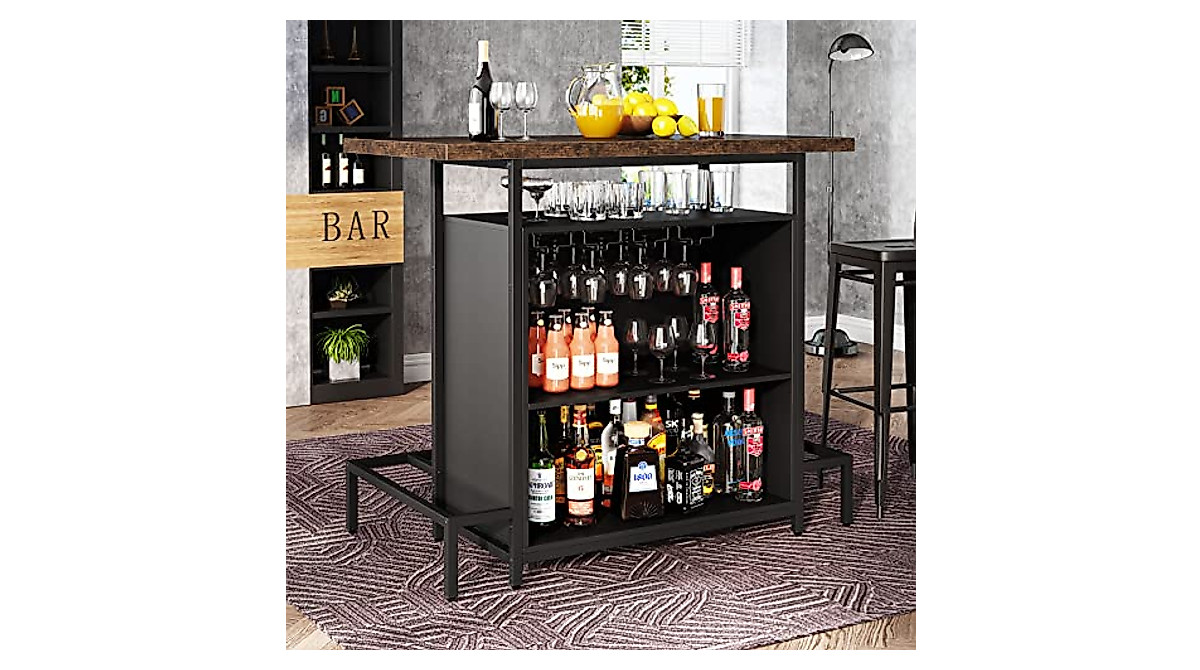 Buy Tribesigns Industrial Home Bar Unit – Vintage Brown