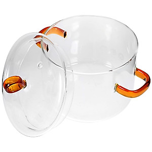 CALLARON Glass Cooking Pot 1.5L Glass Stock Pot with Lid Non-Stick Milk Pot Stovetop Cooking Pot Pasta Noodle Pot Small Soup Pot for Kitchen 5.9x5.9x6.5inch