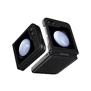 Foluu for Samsung Galaxy Z Flip 5 5G Case, Galaxy Z Flip 5 Leather Case, PU Leather + Hard PC Shell Ultra Thin Slim Durable Protective Phone Case Cover for Samsung Galaxy Z Flip5 5G 2023 (Black)