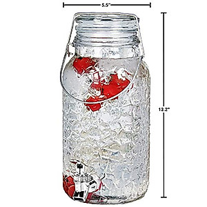Estilo Glass Drink Dispenser - Sun Tea Jar with Spigot, 1 Gallon, Hammered Glass Mason Jar Dispenser - Gallon Glass Beverage Dispenser - Leak-Free Spigot - Parties, Weddings, and Picnics, Clear