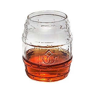 Barrel Whiskey Glass - Rocks Glass for Rum, Tequila, Scotch, Glasses - Whiskey Gifts - 10oz Cocktail, Lowball, Old Fashioned Glass (Set of 2) Unique Bar Decor & Bourbon Gifts by Prestige (Set of 2)