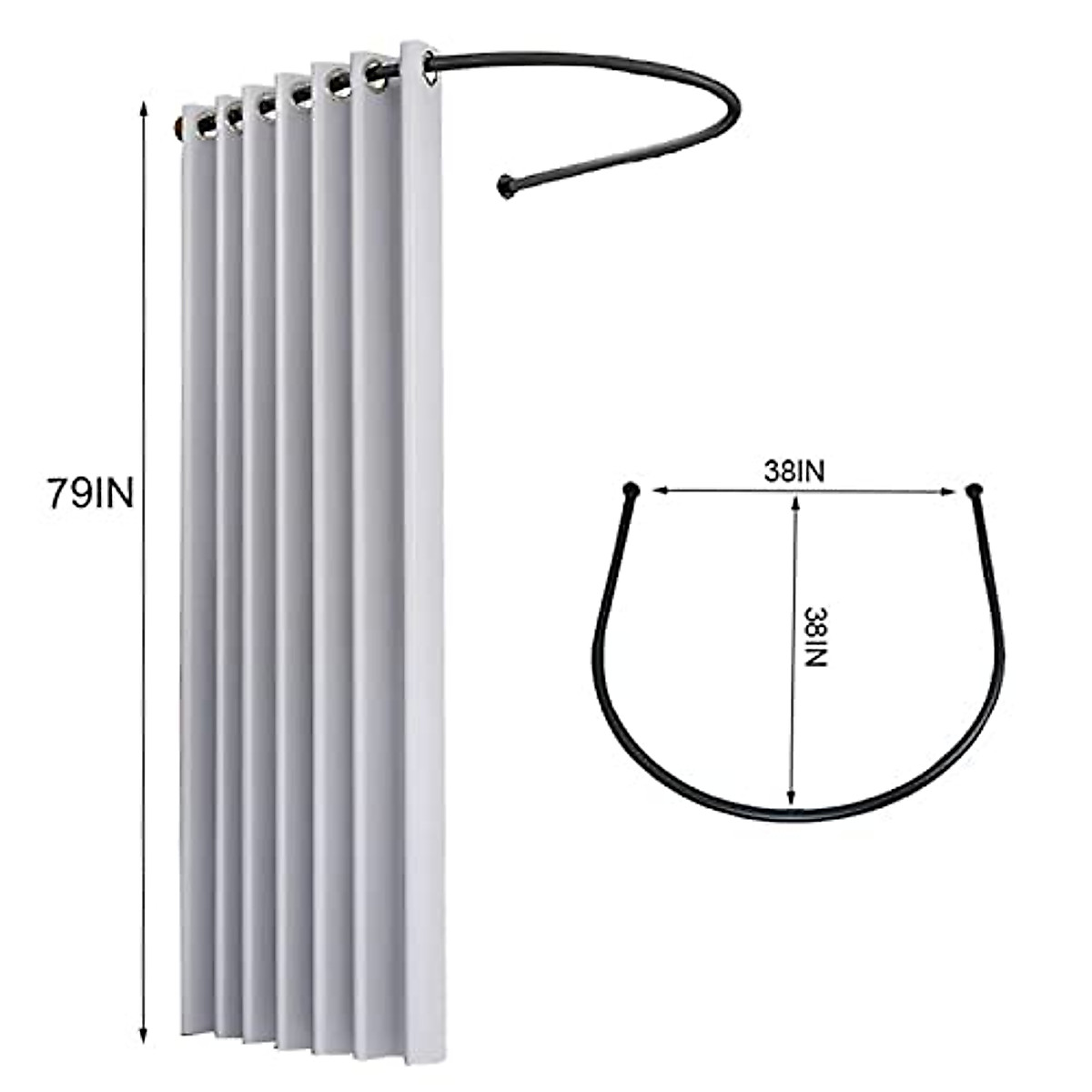 Clothing Store Fitting Room, Changing Room used in Mall and Office, U-Dressing Room for Privacy Protection and Room Divider, Including Shading Curtain, Hanging Rod and Hook Up (38x38x79IN, Light grey)