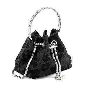 Ayliss Women Evening Handbag Mini Clutch Rhinestone Pouch Crossbody Handbag Purse Top Handle Floral Shoulder Bag Prom (Mini,Black)