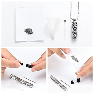 Imrsanl Stainless Steel Cremation Jewelry Ashes Cylinder Vial Urn Necklace for Ashes Charm Memorial Keepsake Cremation Pendant Jewelry (Black)