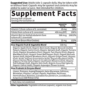 Vitamin Code Raw Iron 30ct Capsules