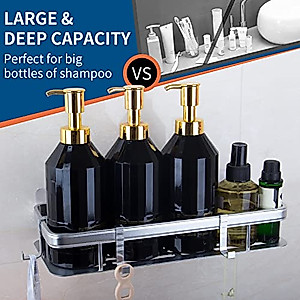 Shower Caddy Shower Shelves2 Pack Adhesive Shower Organizer No Drilling Large Capacity Traceless Space Aluminum Adhesive Shower Bathroom Organizer Rectangle Shower Shelf for Inside Shower(Snow Silver)