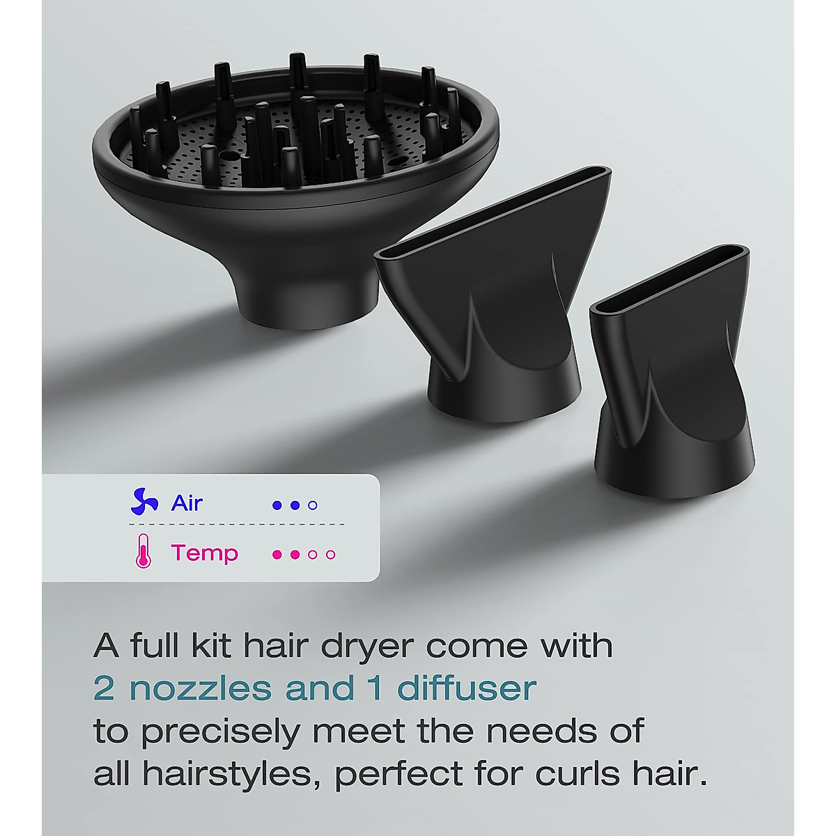 Blow Dryer,110000RPM High-Speed Brushless Motor, Fast-Drying Negative Ions Intelligent Constant Temperature Hair Care Dryers, Professional Hair Dryer with 3-in-1 Attachments, for Home&Salon