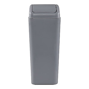 Waikhomes 3.5 Gallon Plastic Trash Can with Swing Lid, Slim Garbage Bin, 1 Pack, Grey, F