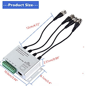 BeElion 4-CH 720P/1080P HD Passive Video Balun, Aluminium Alloy BNC to RJ45 Network Transceiver Cat5e/Cat6 Adapter AHD/TVI/CVI/CVBS for Full HD Security Surveillance Camera System