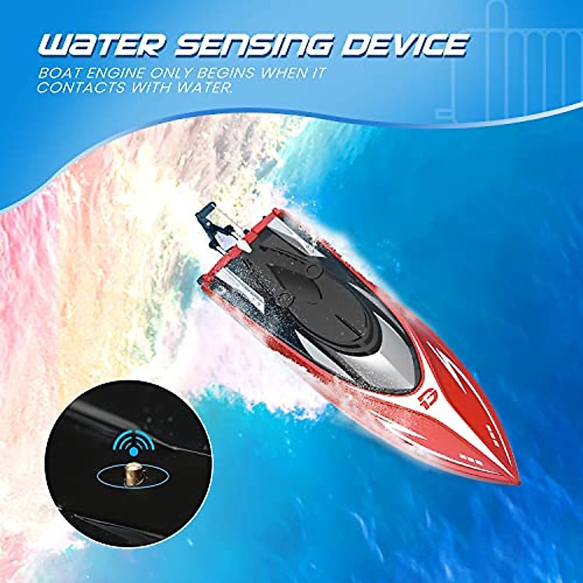 DEERC H120 RC Boat 20+ MPH, Fast Remote Control Boats for Pools and Lakes, 2.4 GHz Racing Boats for Kids & Adults with Rechargeable Battery,Low Battery Alarm,Capsize Recovery,Gifts for Boys Girls