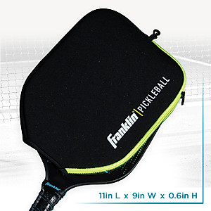 Franklin Sports Pickleball Paddle Cover - Black + Yellow Case for Pickleball Paddles - Protective Racket Cover with Hook - Fits Standard Pickleball Paddles