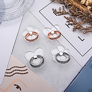 WOGROO Cell Phone Ring Holder Stand Compatible All Mobile Phones or Phone Cases, Transparent Phone Ring Holder Finger Kickstand 360°Degree Rotation Clear Phone Ring Grip, 2 Silver