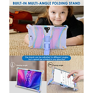 DETUOSI ZZB 10.1 inch Silicone Case with Shoulder Strap & Stylus Pen, Multi-Angle Stand Tablet Case, Soft Lightweight Cover for Winsing MTK 10 inch Tablet, ANTEMPER Touch, Rose Red & Purple