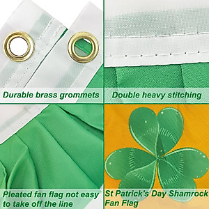Motiloo 4PCs 3x1.5 Foot Ireland Flag,St. Patrick Day Flag Pleated Fan Flag Patriotic Flag Bunting Half Fan Banner Decoration Indoor/Outdoor