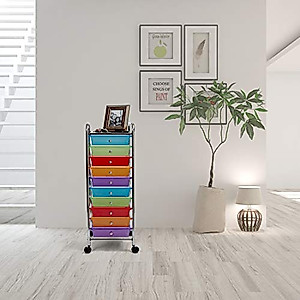 Seville Classics 10-Drawer Multipurpose Mobile Rolling Utility Storage Organizer Cart, Multicolor