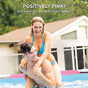 Intex 28290EH 8 Feet by 30 Inches Easy to Assemble Large Round Metal Frame Above Ground Swimming Pool with Dual Suction Outlet Fittings, Pink