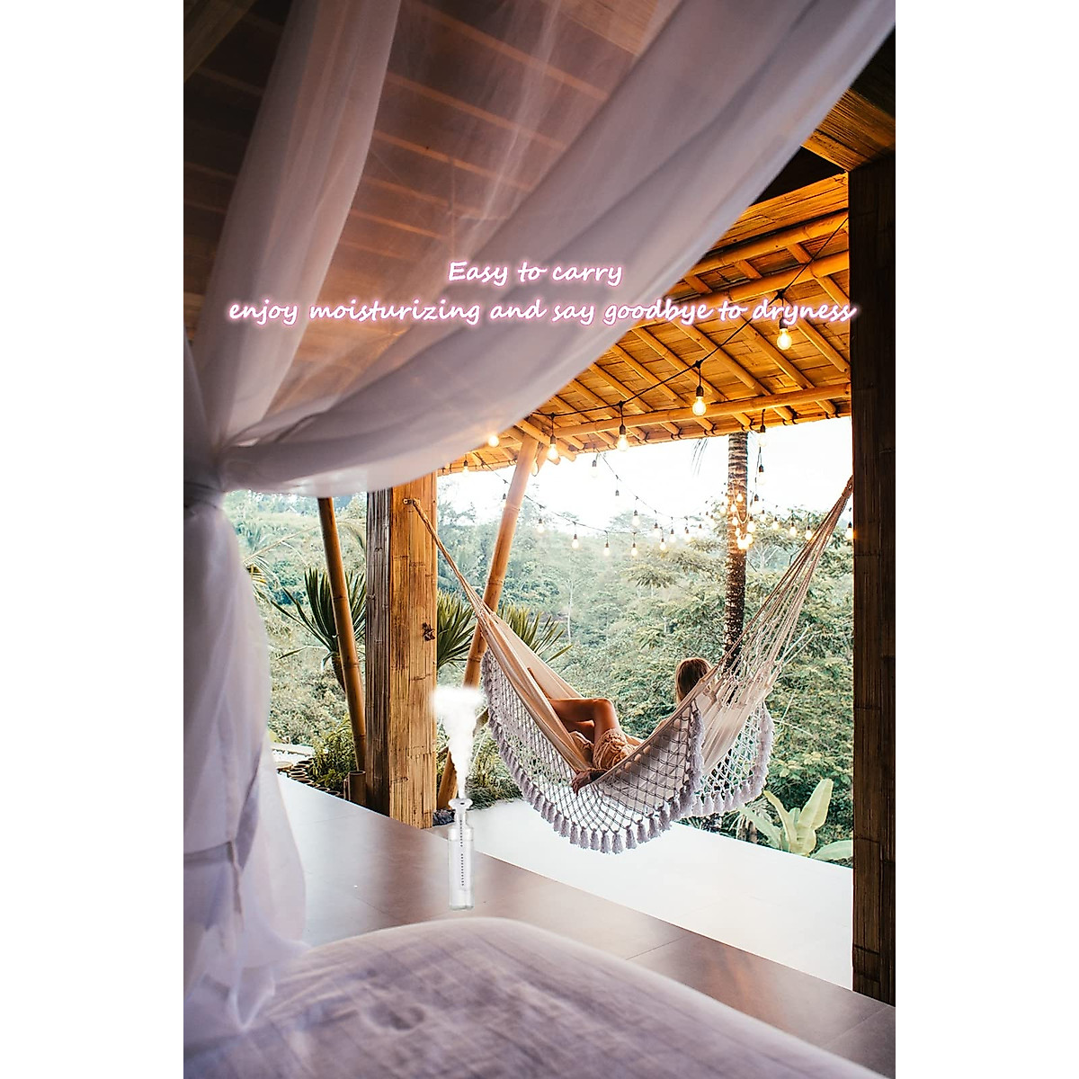 USB Cool Mist Humidifier-Portable Mini Air Humidifier for Bedroom Desk Car Travel Office Baby With Adjustable Length