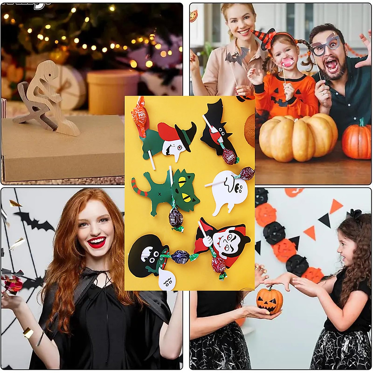 120 PCS Halloween Candy Decoration Cards Sugar Cards Holder for Children Halloween Party Sugar Decorative Paper Card for Treat or Trick School Classroom Exchange