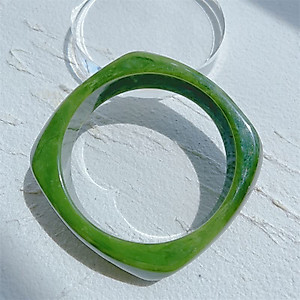 Chunky Colorful Transparent Acrylic Resin Wrap Bangle Tortoiseshell Irregular Geometric Wristbands Cuff Bangle Bracelet for Women Statement Jewelry-green