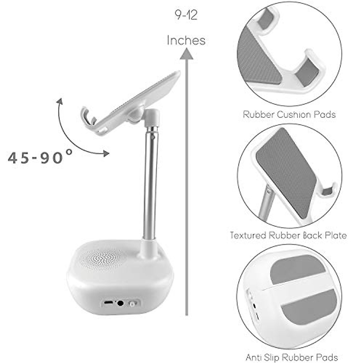 Acuvar HD Sound Bluetooth Wireless Speaker with Adjustable Phone and Tablet Desk Stand Holder with Built in Rechargeable Battery for Home and Office Compatible with All Mobile Phones & Tablets