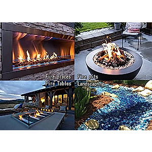 Hisencn Fire Pit Glass Rocks - High Luster Reflective Tempered Fire Glass for Propane Fire Pit, Outdoors and Indoors Natural or Propane Fireplaces, Landscape Decoration, 1/2 Inch Firepit Glass 10 lbs