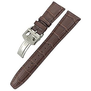 FACDEM Cowhide Watchband For IWC Portuguese Portofino Pilot Genuine Leather 20mm 21mm 22mm Watch Strap Spherical Buckle (Color : Brown, Size : 22mm)