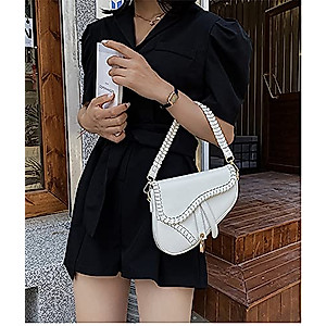 PURFANREE Women Trendy Saddle Shoulder Bag Clutch Purse Underarm Handbag Satchel HandBag Crossbody Bag