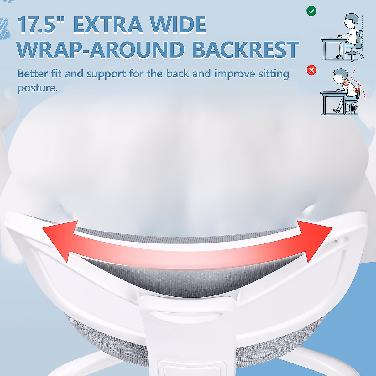 Primy Kids Desk Chair, Pink Study Chair for Boys Girls with Height Adjustable, Swivel Mesh Task Student Chairs for 4-12, Growing Teen Office Chair for Home/School/Office(Gray)