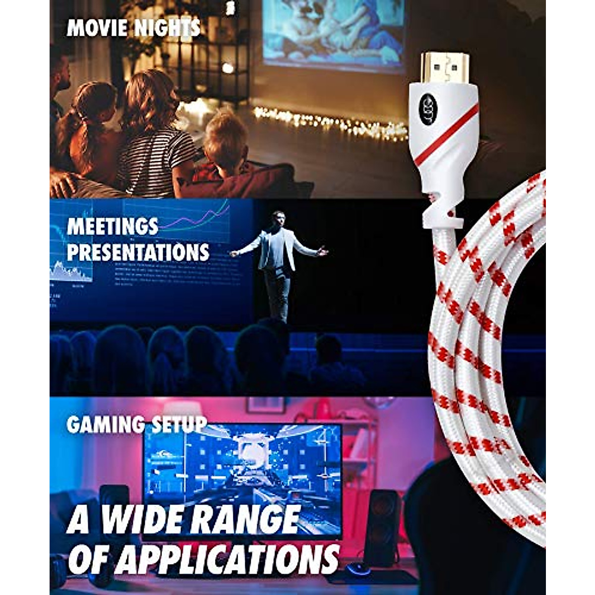 HDMI Cable 30 ft - 4K Resolution UHD 2.0b Ready - Supports Ethernet Ultra HDR Video HD Bandwidth 18Gbps - Audio Return Channel - 30 Feet (9.1 Meters) High Speed HDMI Cable