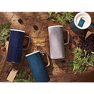 Ello Campy Vacuum Insulated Travel Mug with Leak-Proof Slider Lid and Comfy Carry Handle, Perfect for Coffee or Tea, BPA Free, Avalon Sea, 18oz