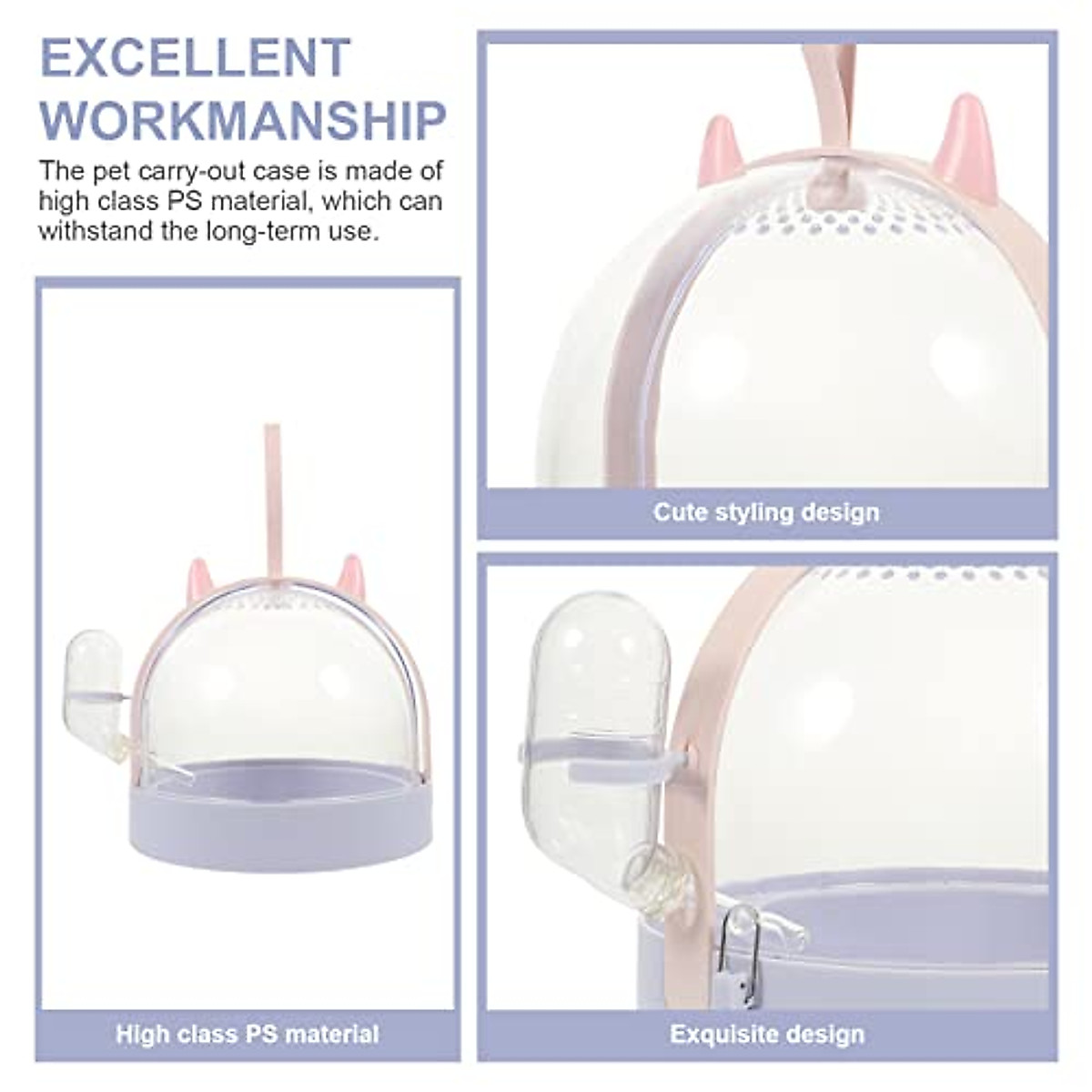 Ipetboom 1Pc Hamster Carrier, Bird Carrier Critter Cage Hamster Carrier Bag Portable Hamster Cage Travel Bag with Water Bottle Outdoor Handbag for Small Animals, Purple