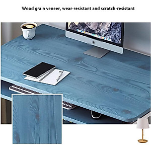 ZUMAHA Home Office Computer Desk with Pullout Keyboard Tray Monitor Stand PC Study Desk Lower Shelf Modern Gaming Desk