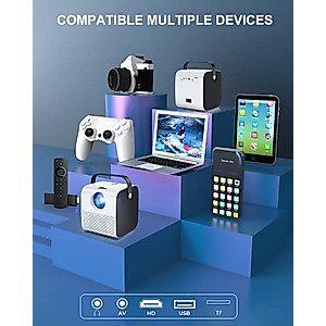 Mini Projector Outdoor Movies, WiFi Bluetooth Projector, Portable Phone Projectors, 8500 LUX, HD 1080P Supported, Compatible w iPhone, TV Stick,PS4,HDMI, Laptop Proyector