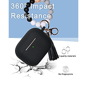 4-in-1 for AirPods Pro 1st Generation Case Cover Accessories Set Kit, Cute for AirPod Pro Case Skin with Fur Ball Pompom/Wristlet Bracelet Keychain/Credit Card Holder Purse for Women and Girls Red