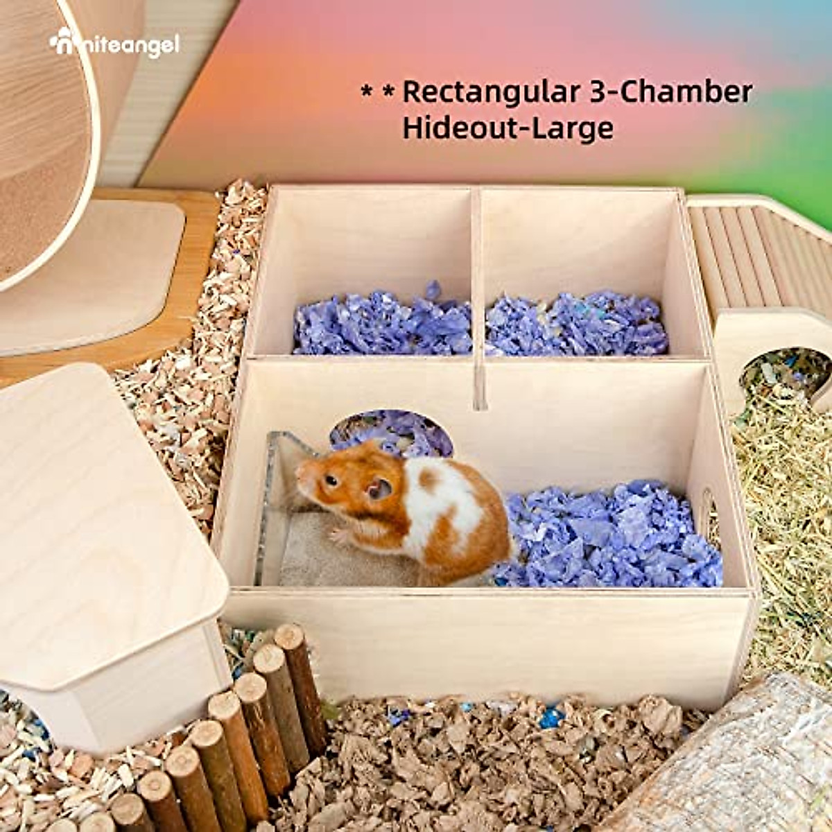 Niteangel Small Animal Sand-Bath Box - Acrylic Critter's Sand Bath Shower Room & Digging Sand Container for Hamsters Mice Lemming Gerbils or Other Small Pets (Fan-Shaped, Transparent)