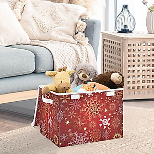 xigua Christmas Snowflakes Storage Bins with Lids and Carrying Handle,Foldable Storage Boxes Organizer Containers Baskets Cube with Cover for Home Bedroom Closet Office Nursery