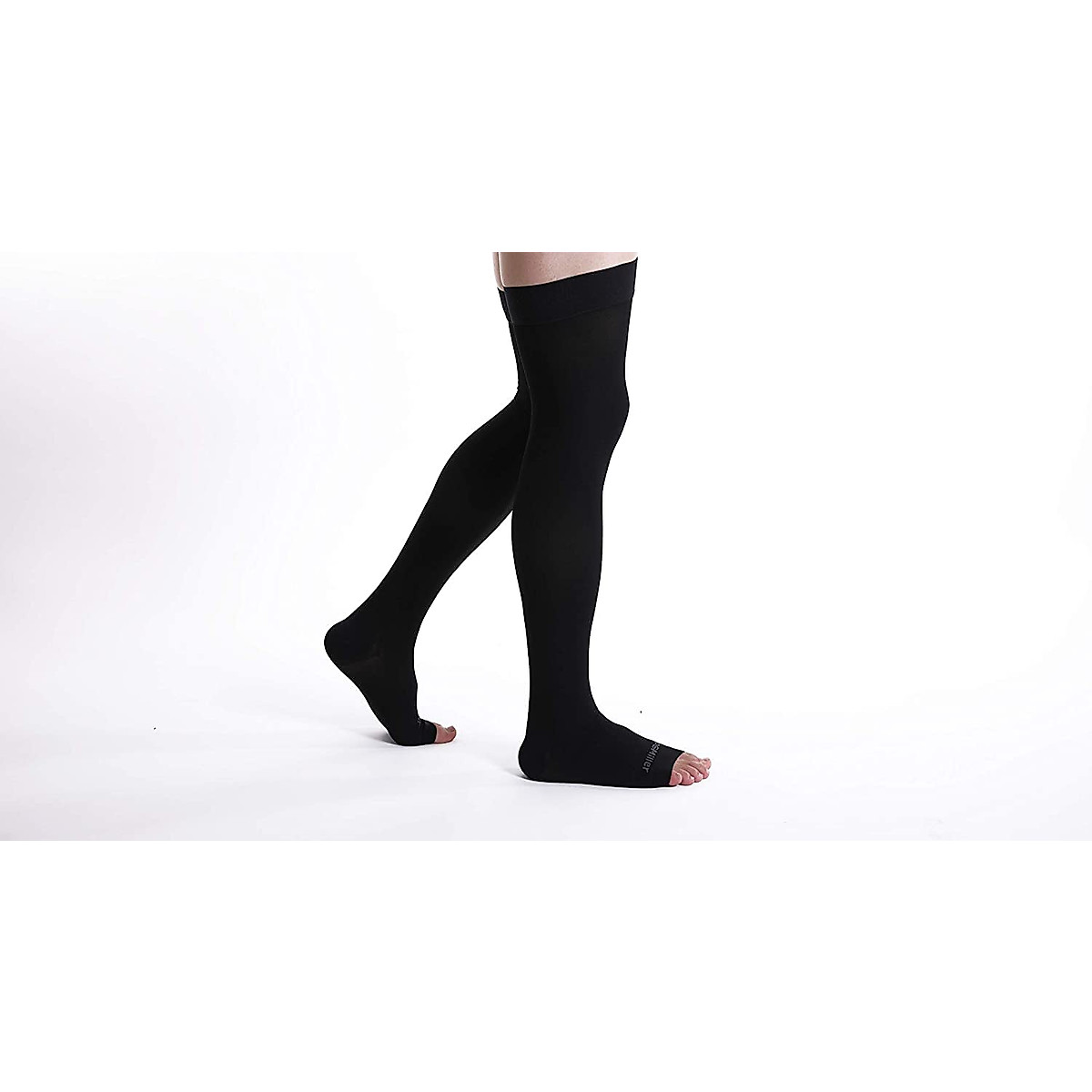 Doc Miller Thigh High Open Toe Compression Stockings 20-30mmHg for Varicose Veins, Pregnancy Support Open Toe Thigh High Compression Socks for Women and Men - 1 Pair Black XX-Large