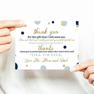 Paper Clever Party Navy and Gold Baby Shower Thank You Cards with Envelopes Blank Notes Prefilled with Message Boys, Personalize for Registry Gifts Royal Prince Notecard Set 4x6 Stationery 15 Pack