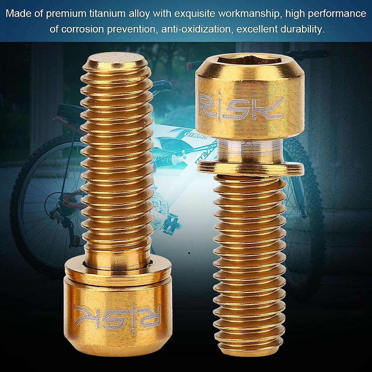 Titanium Bolts M6X18Mm 4Pcs Mountain ycle Bike Disc Brake Clamp Bolt Fixed Screw with Gasket (M6X18 Gold) Brake Mount Bolts MTB Bike Caliper Bolts