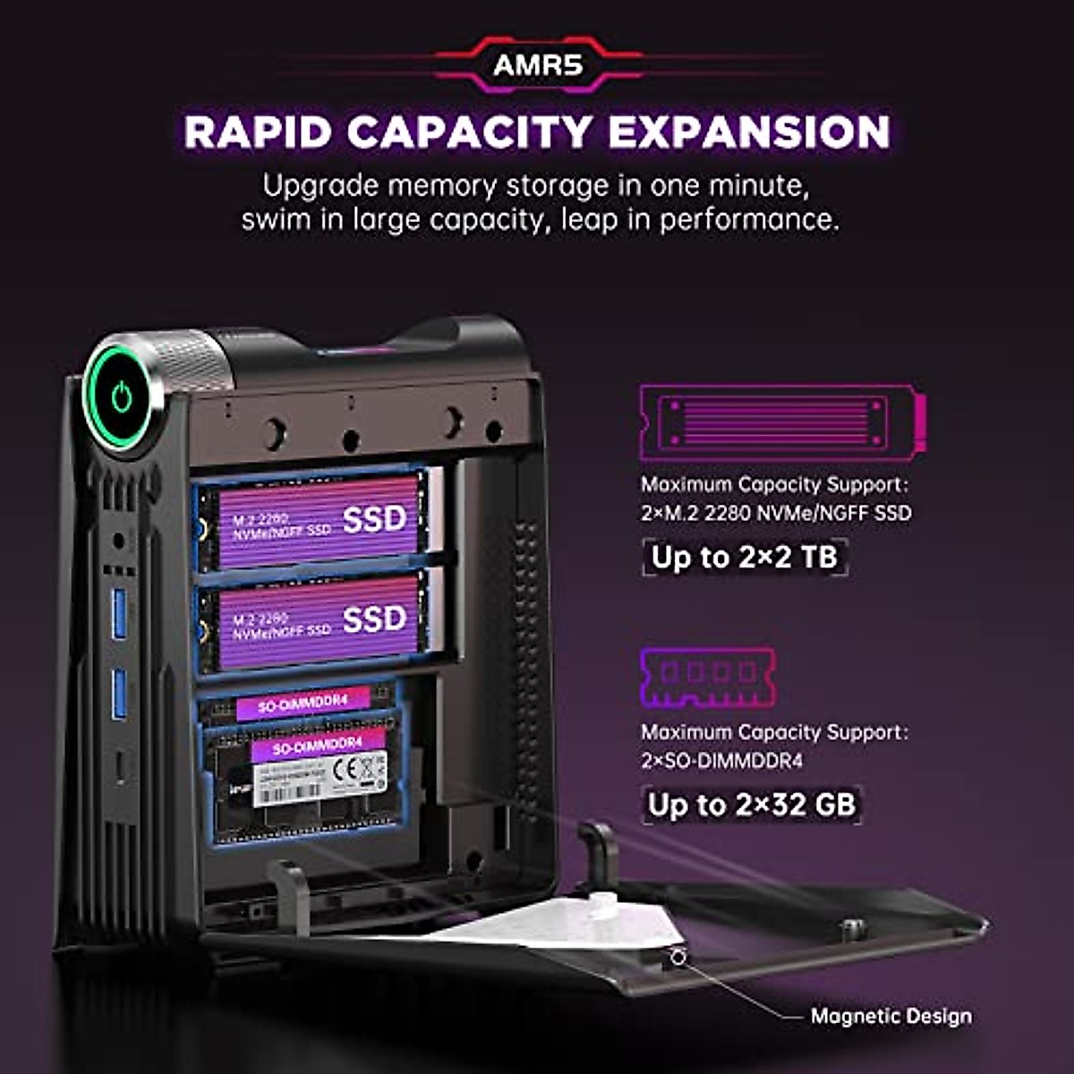 KAMRUI Mini Gaming PC AMD Ryzen 7 5800U Windows 11 Pro with 16GB RAM 512GB SSD, Small Gaming Desktop Computer, Micro AMR5 3 Mode PERF Switch, RGB Light, Upgrade Capacity, 4K UHD, Type-C, WiFi6/BT5.2